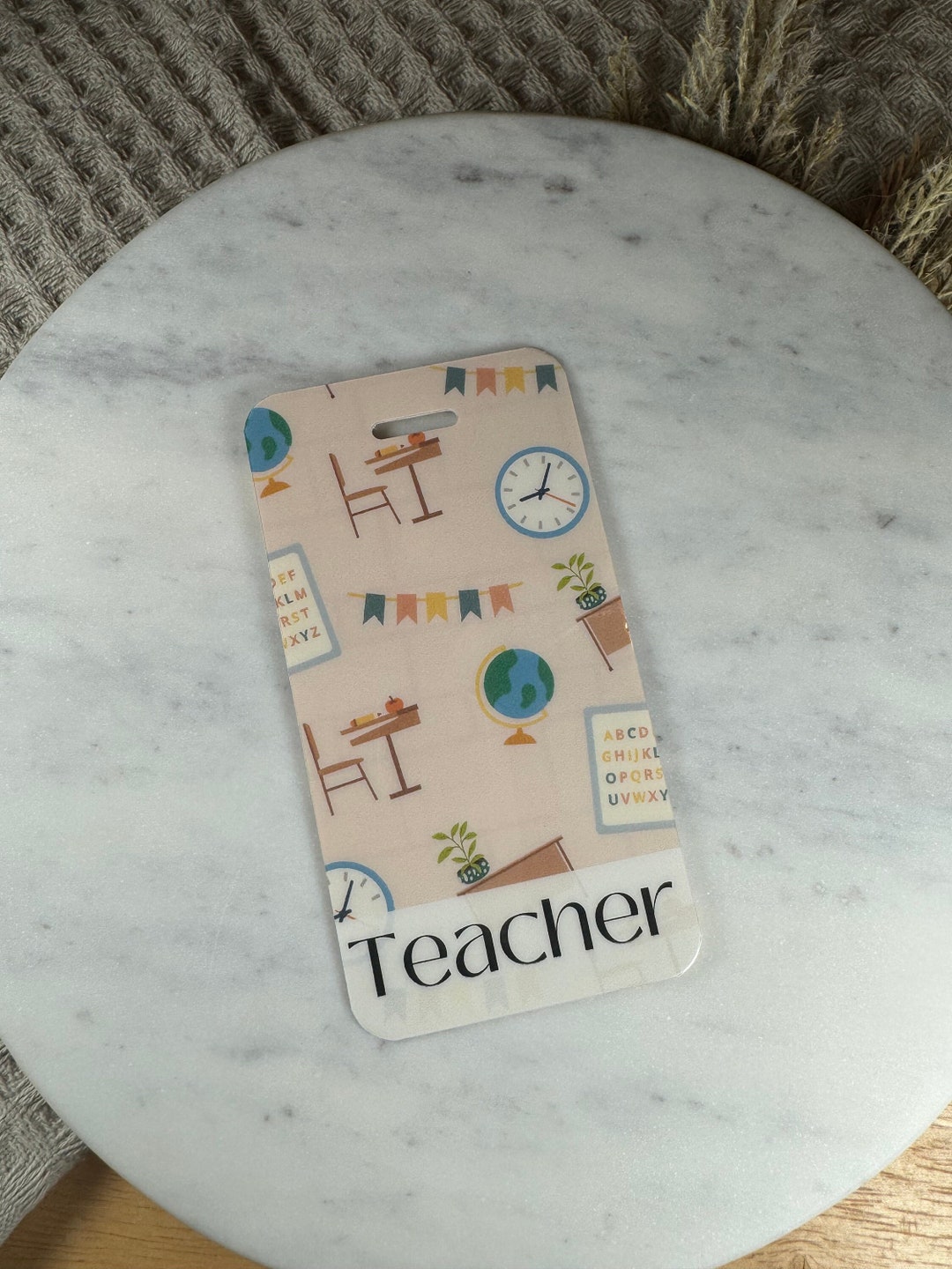 Custom Lightweight Teacher Themed Badge Buddy | ID Badge | Marker ...