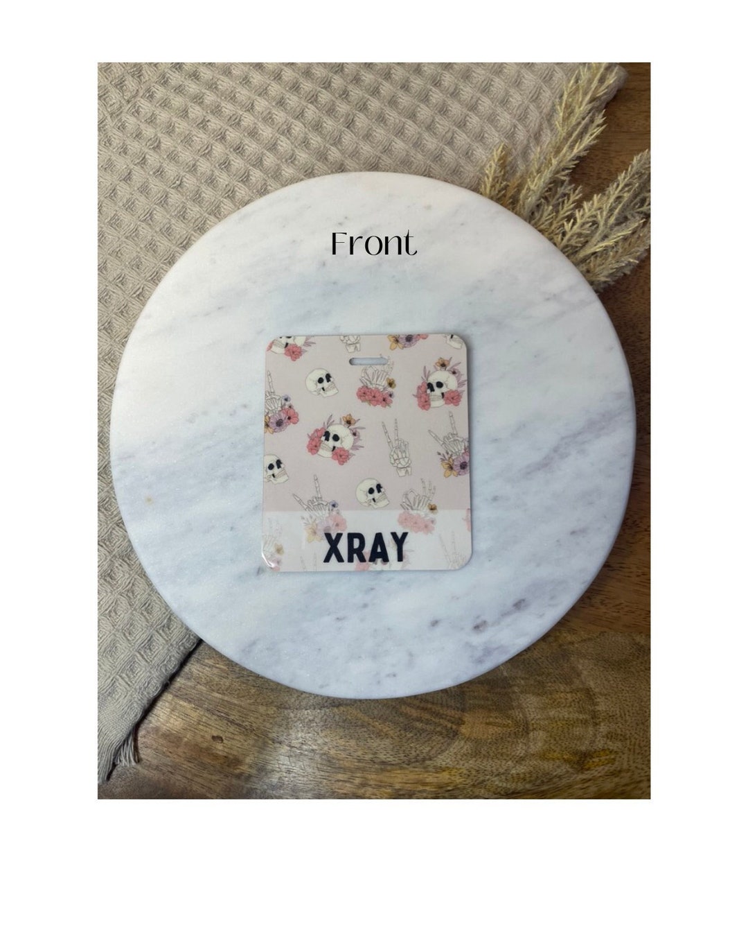 Custom Lightweight Pink Boho Bones Badge Buddy | ID Badge | Marker ...
