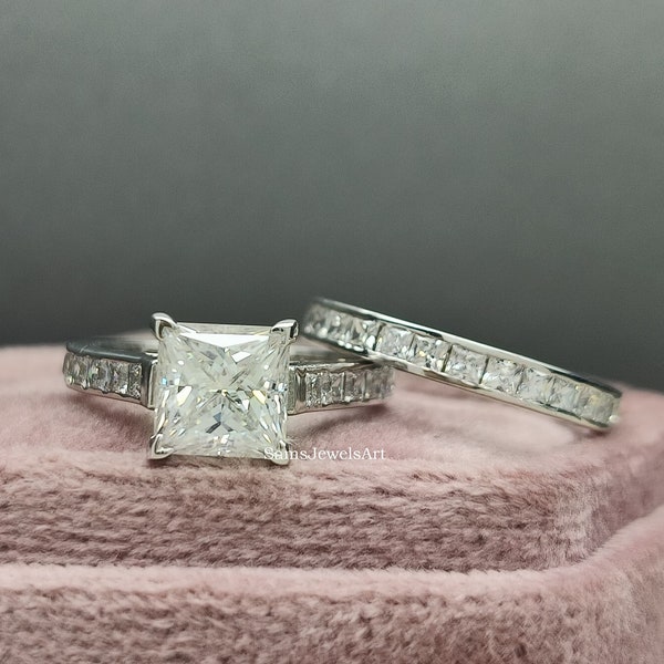 Princess Cut Wedding Ring Set - Etsy