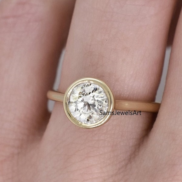 Bezel Diamond Ring - Etsy