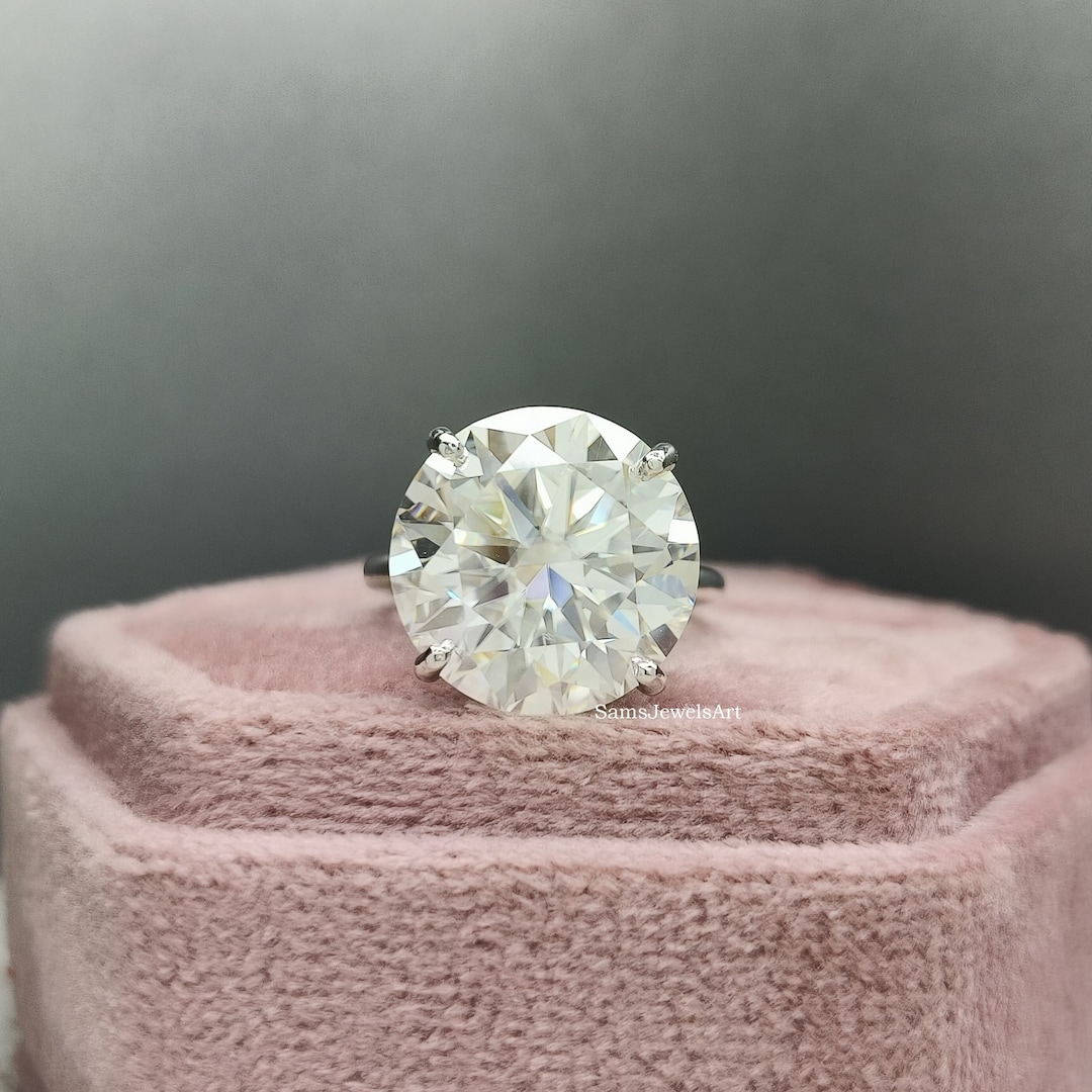 Huge 9.50CT Brilliant Round Moissanite Solitaire Wedding Ring / 14K-18K ...