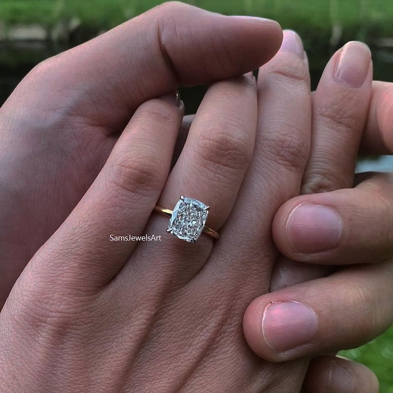 2.50 CT Elongated Cushion Cut Moissanite Solitaire Engagement - Etsy 2.50 CT Elongated Cushion Cut Moissanite Solitaire Engagement - Etsy