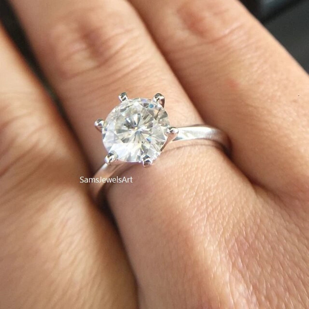 2.50CT Round Cut Pure Grown Diamonds Engagement Ring in 950 Platinum ...