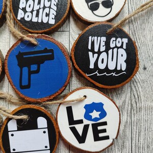 12 Piece Hand Painted Mini Wood Slice Police Law Enforcement Deputy ...