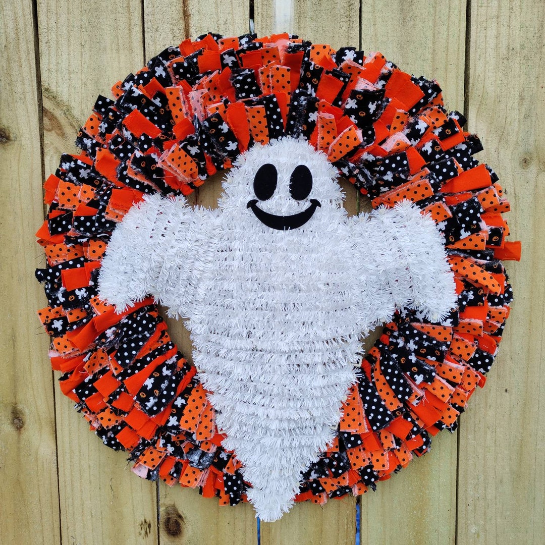 Halloween Ghost, Jack O Lantern, Pumpkin, Polka Dot, Orange, Black, Rag ...