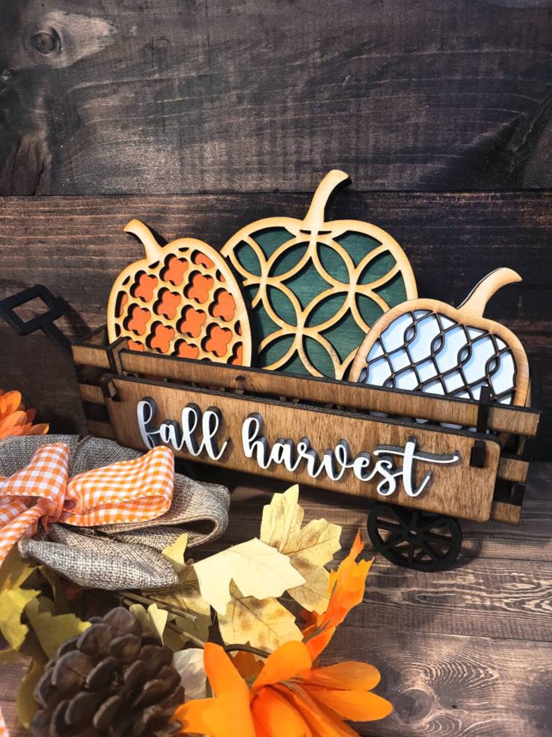 Fall Harvest Wagon Interchangeable Seasonal Kit Pumpkin Shelf Sitter - Etsy