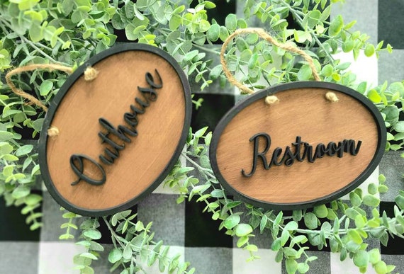 Bathroom Hanging Sign Outhouse Restroom Farmhouse | Etsy