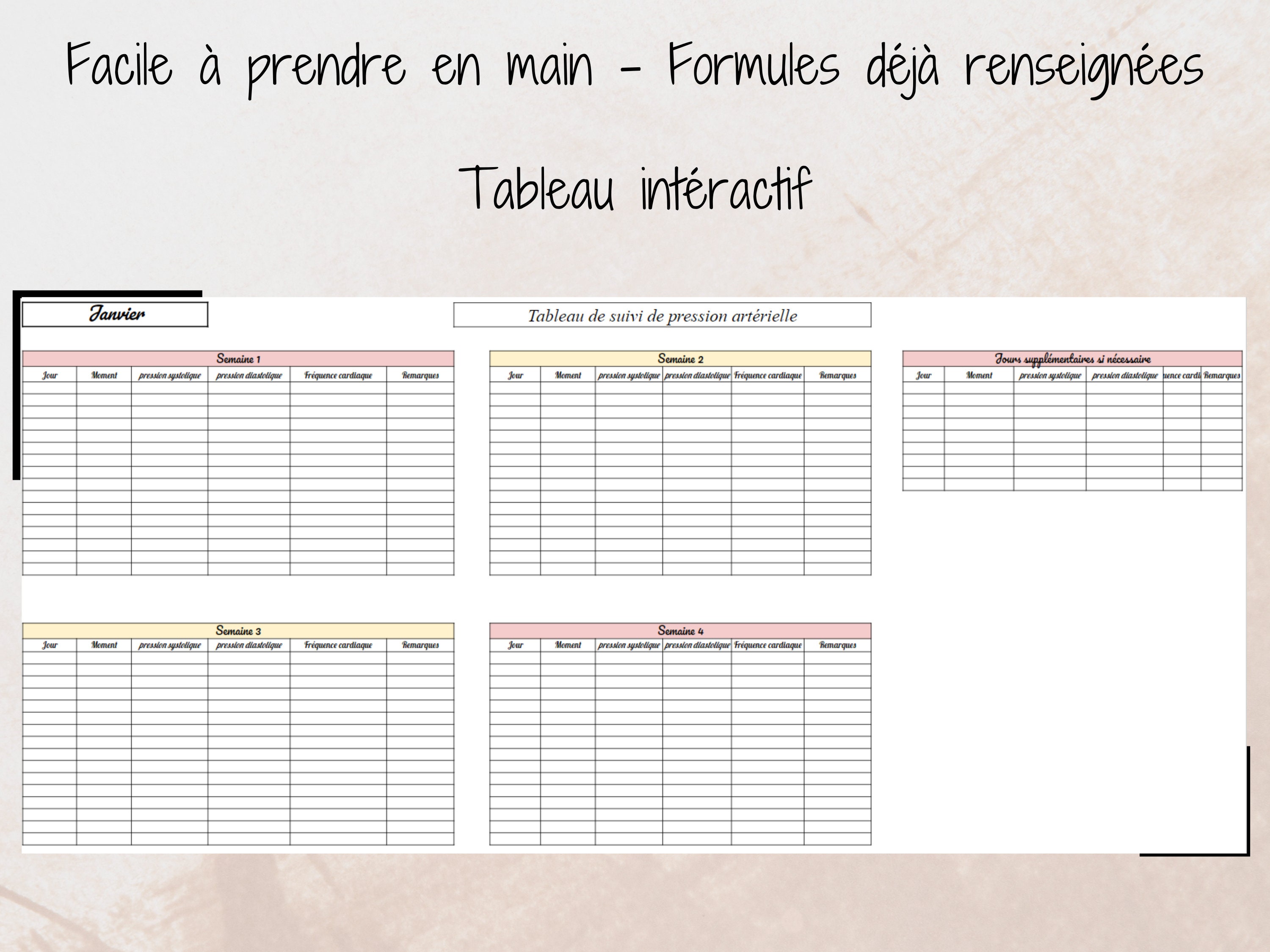 Tableau Excel Feuille De Tension Artérielle à Imprimer Pdf | Chtoby Pomnili