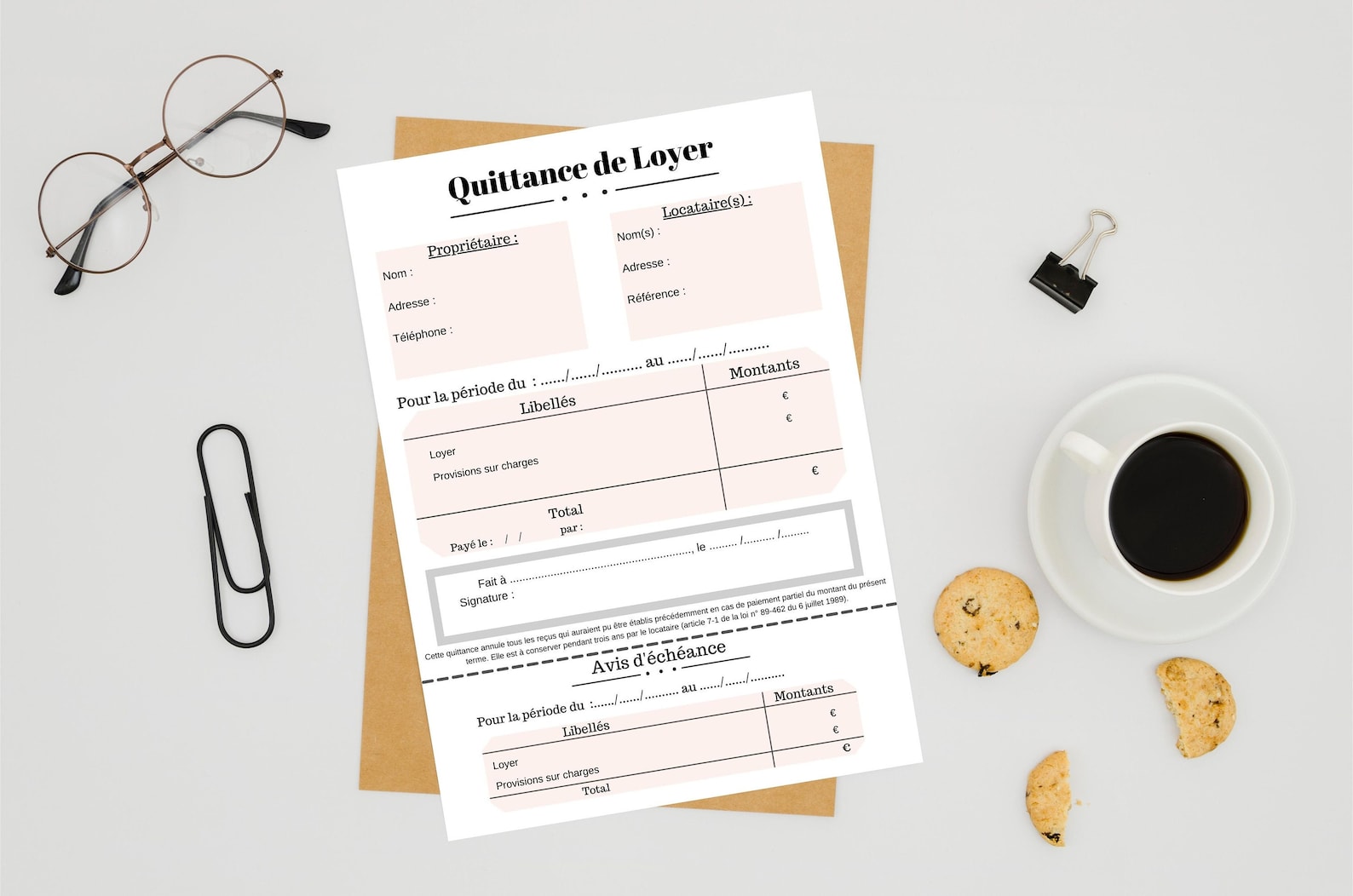 Quittance de loyer PDF à compléter - téléchargement instantané - Etsy France