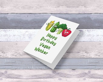Vegan Wanker Greeting Card Profanity Cards Funny Birthday - Etsy