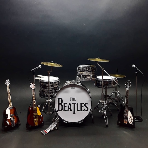 Miniature Guitar and Drum the Beatles Plus Miniature Mic - Etsy