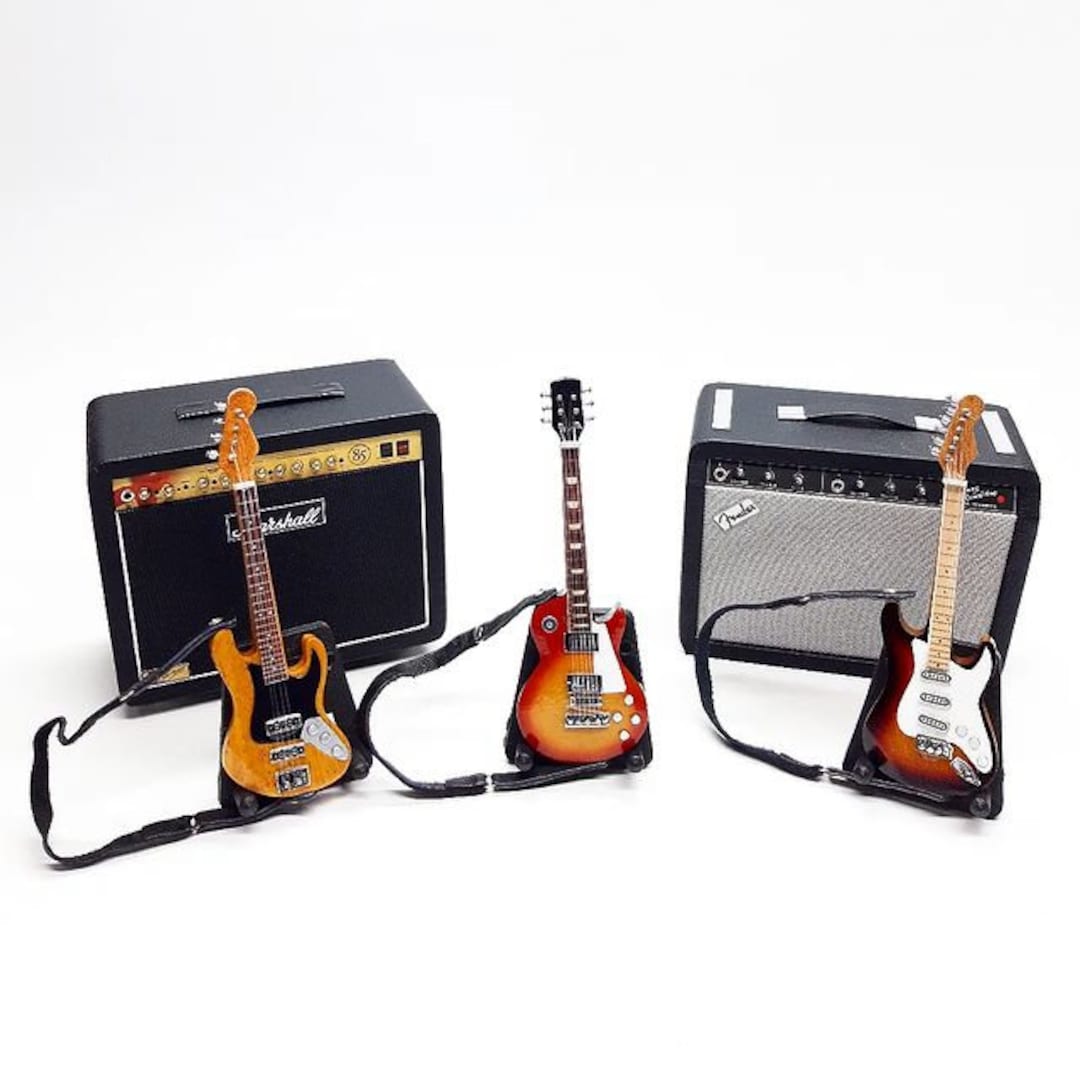 MINIATURE Guitar Scale 1/12 Fender Stratocaster Sunbrust Natural Les ...
