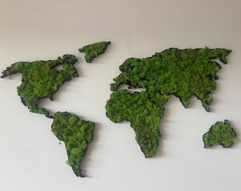 World Map Moss Wall - Etsy