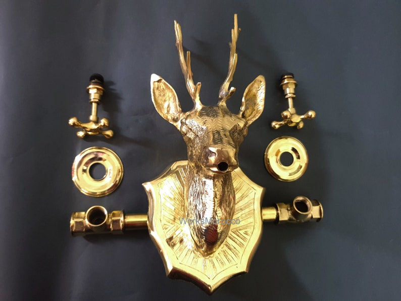 Bathroom Brass Wall Mount Faucet Brass the Deer Head Faucet - Etsy