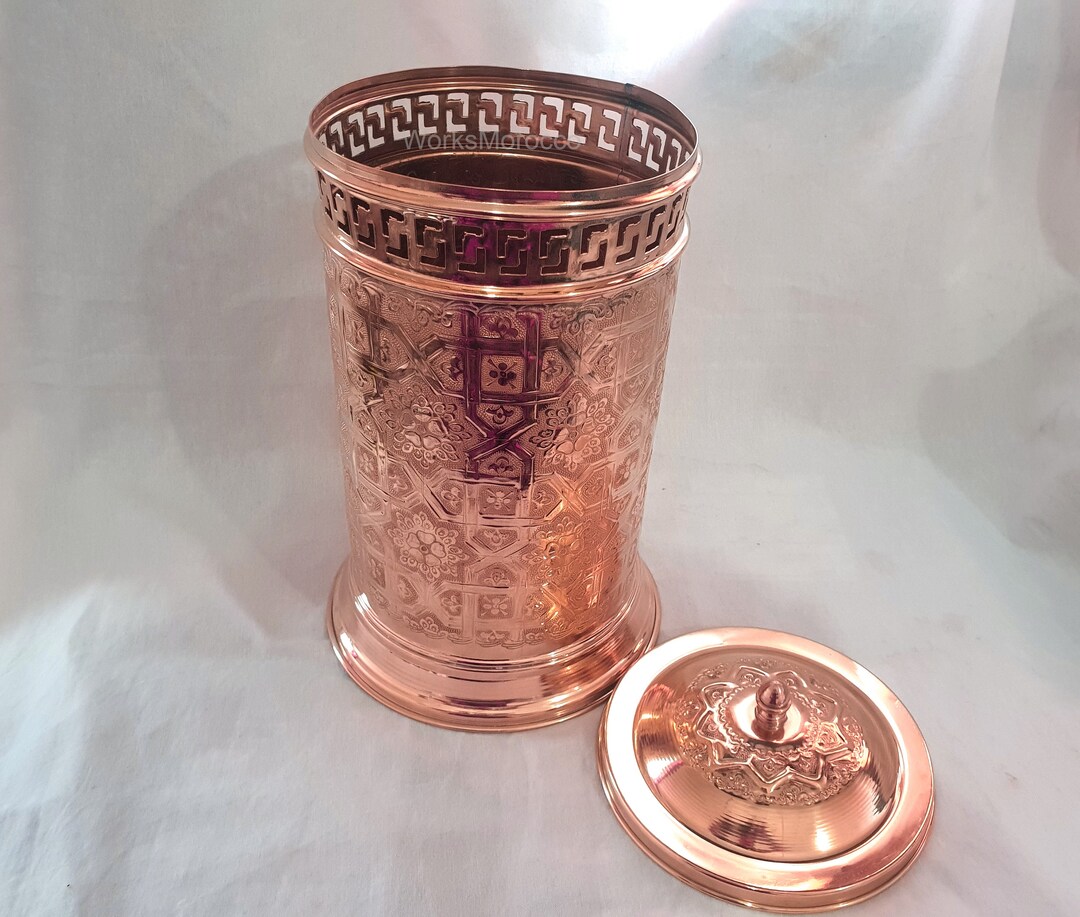 Copper Bathroom Storage Basket - Waste Paper Copper Trash Can - Toilet ...