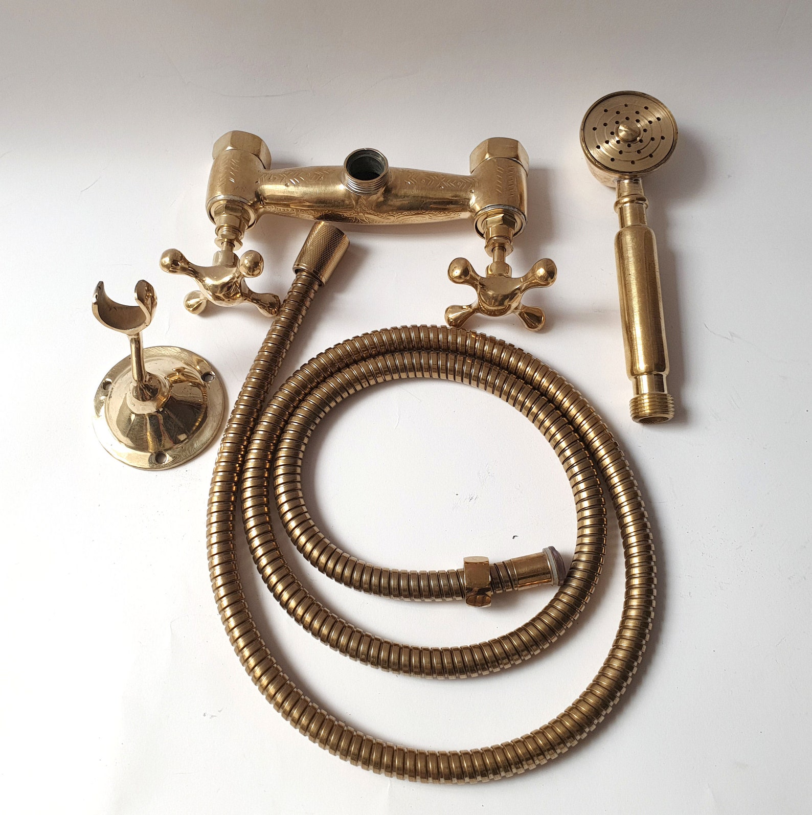 Faucet Wall Mount Dual Cross Handle Bathtub Shower Mixer Tap - Etsy