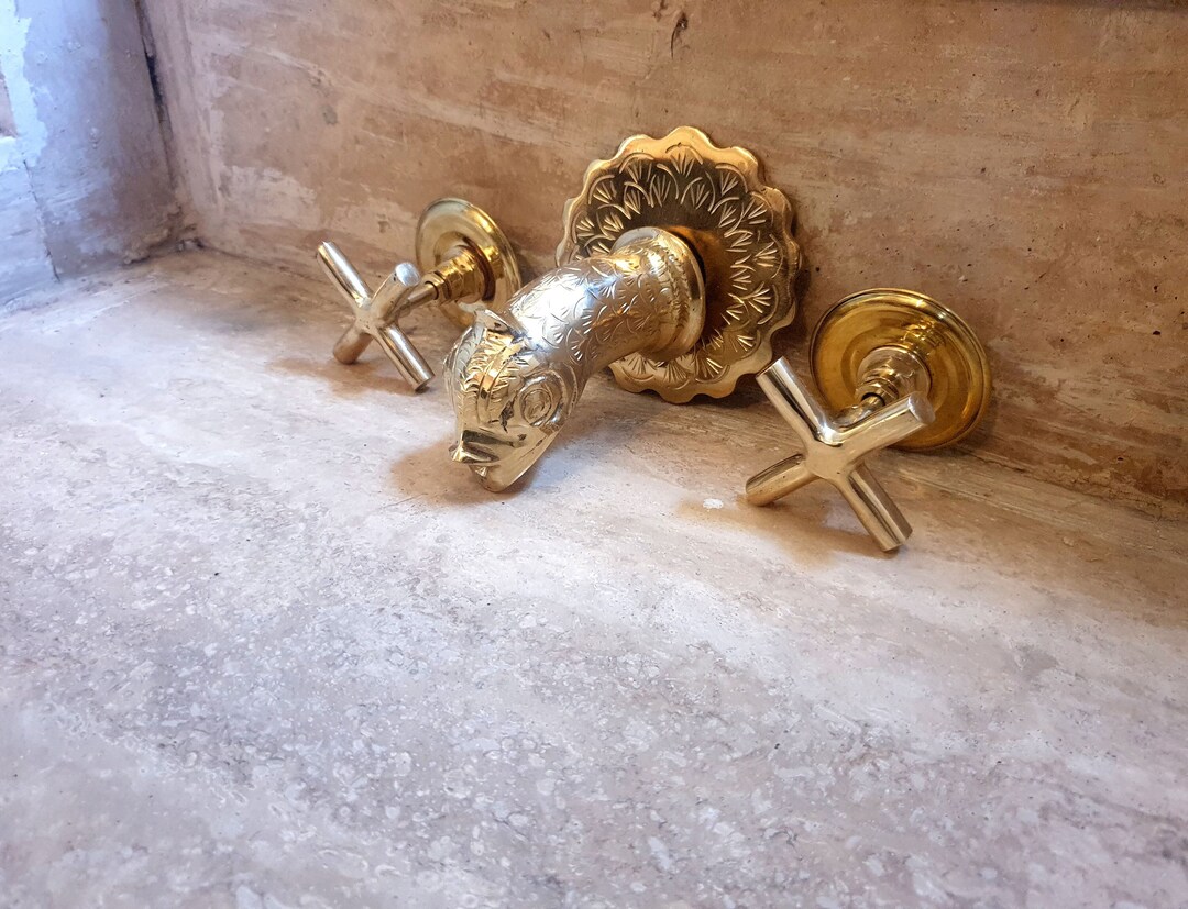 Brass Fish Head Wall Mount Faucet - Moroccan Bathroom Kitchen Tap - Etsy