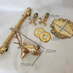 Unlacquered the Deer Wall Mount Faucet With Valve - Moroccan Brass Head ...