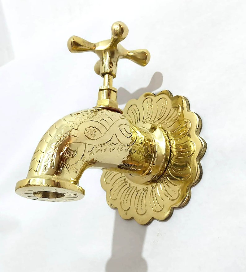 Unlacquered Brass Wall Mount Faucet – Moroccan Vintage Decor - Etsy
