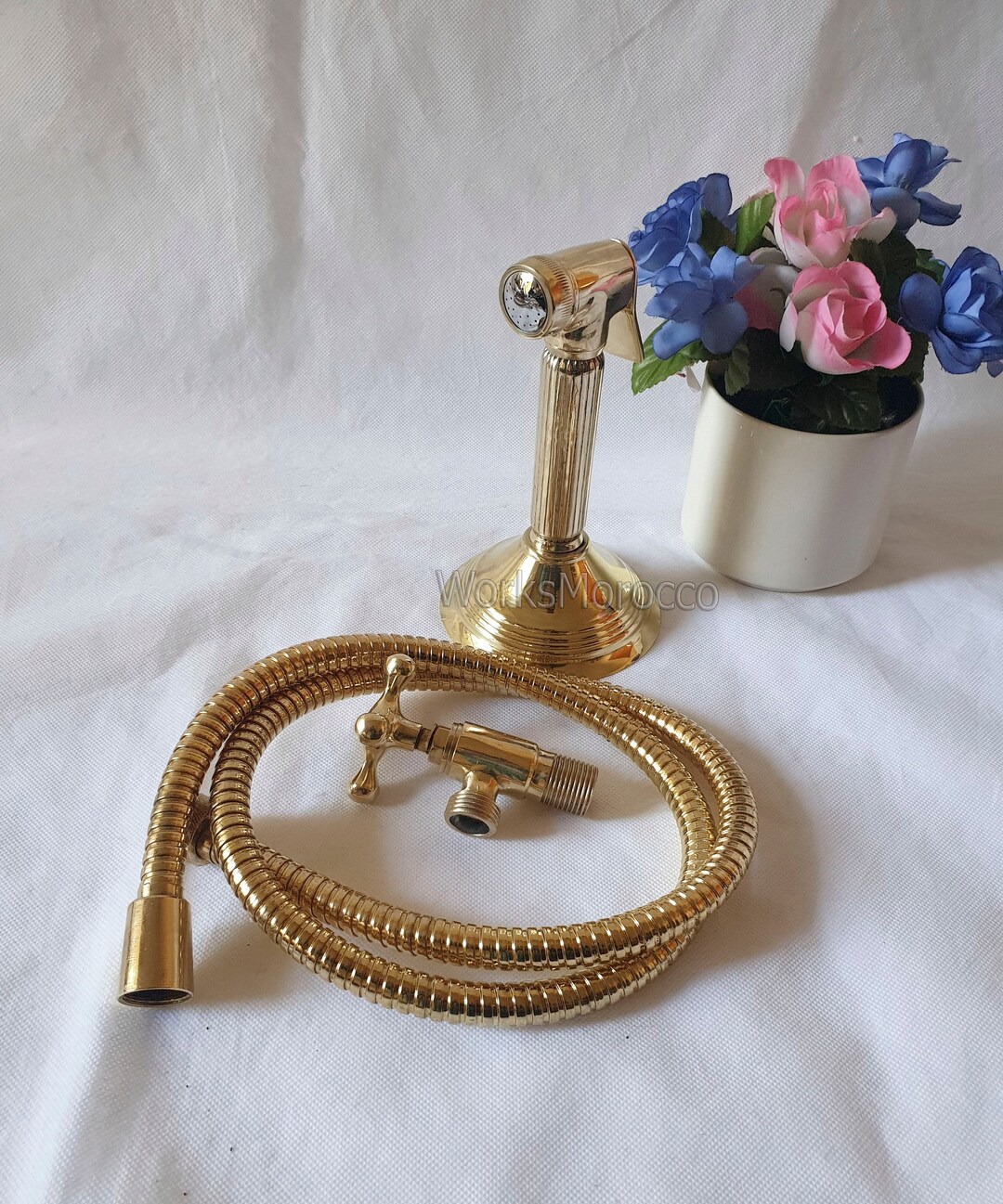 Unlacquered Brass Side Sprayer Kitchen Faucet - Kitchen Brass Hand ...