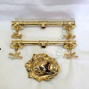 Brass Unlacquered Lion Wall Mount Faucet With VALVE - Bathroom Lion ...
