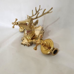Unlacquered the Deer Wall Mount Faucet With Valve - Moroccan Brass Head ...