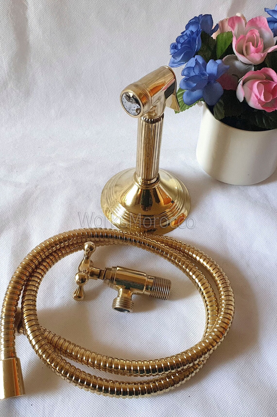 Unlacquered Brass Side Sprayer Kitchen Faucet - Kitchen Brass Hand ...