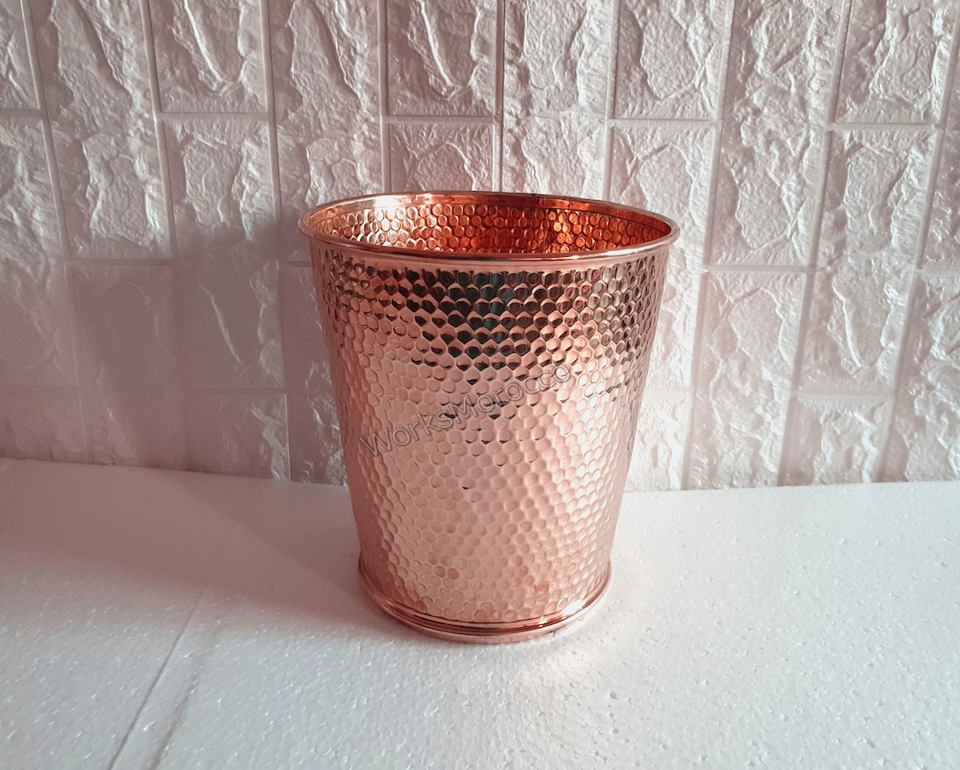 Handcrafted Moroccan Copper Trash Can – Bathroom Storage Basket - Etsy