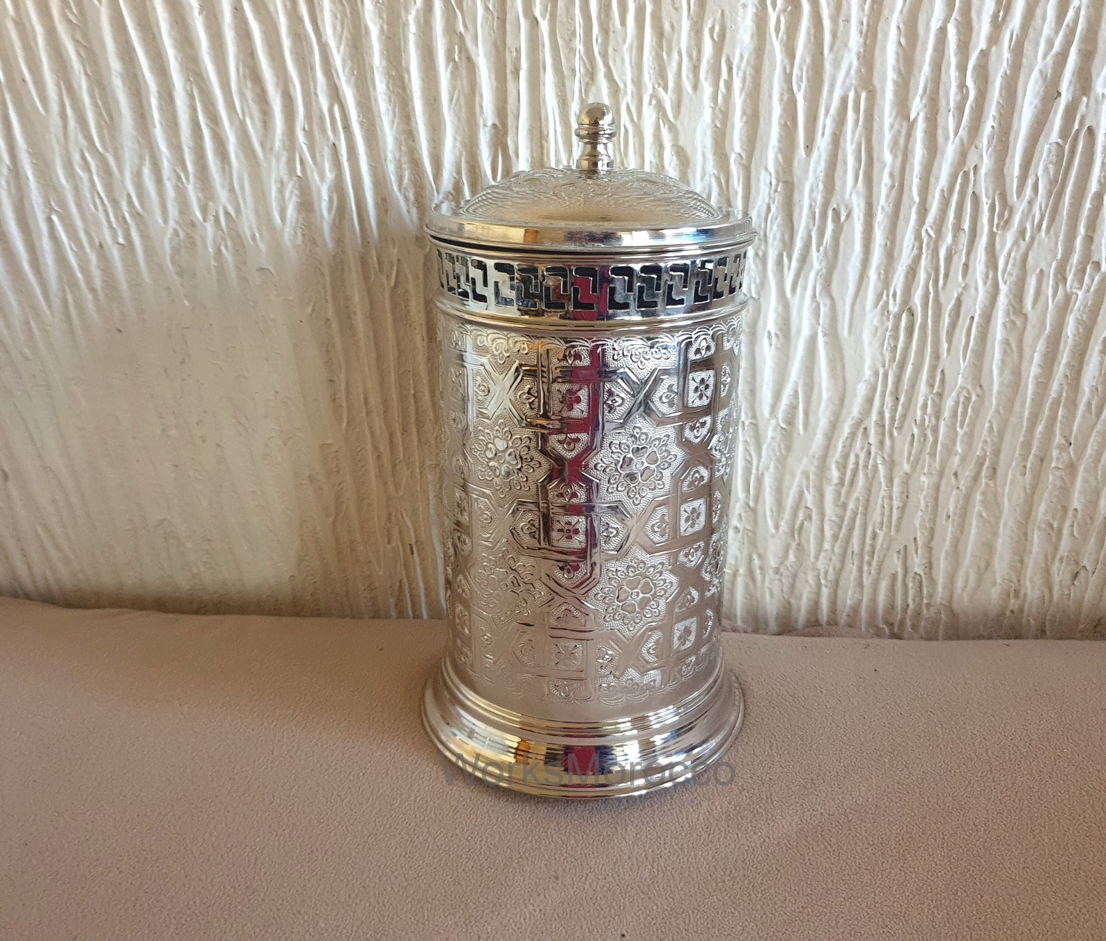 Silver Bathroom Trash Can – Handcrafted Moroccan Waste Paper Basket - Etsy
