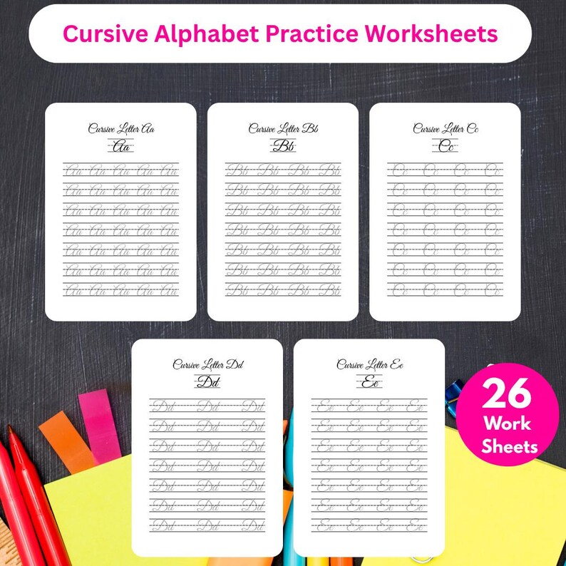 Cursive Alphabet Practice Worksheets | A-Z Printable Handwriting Sheets ...
