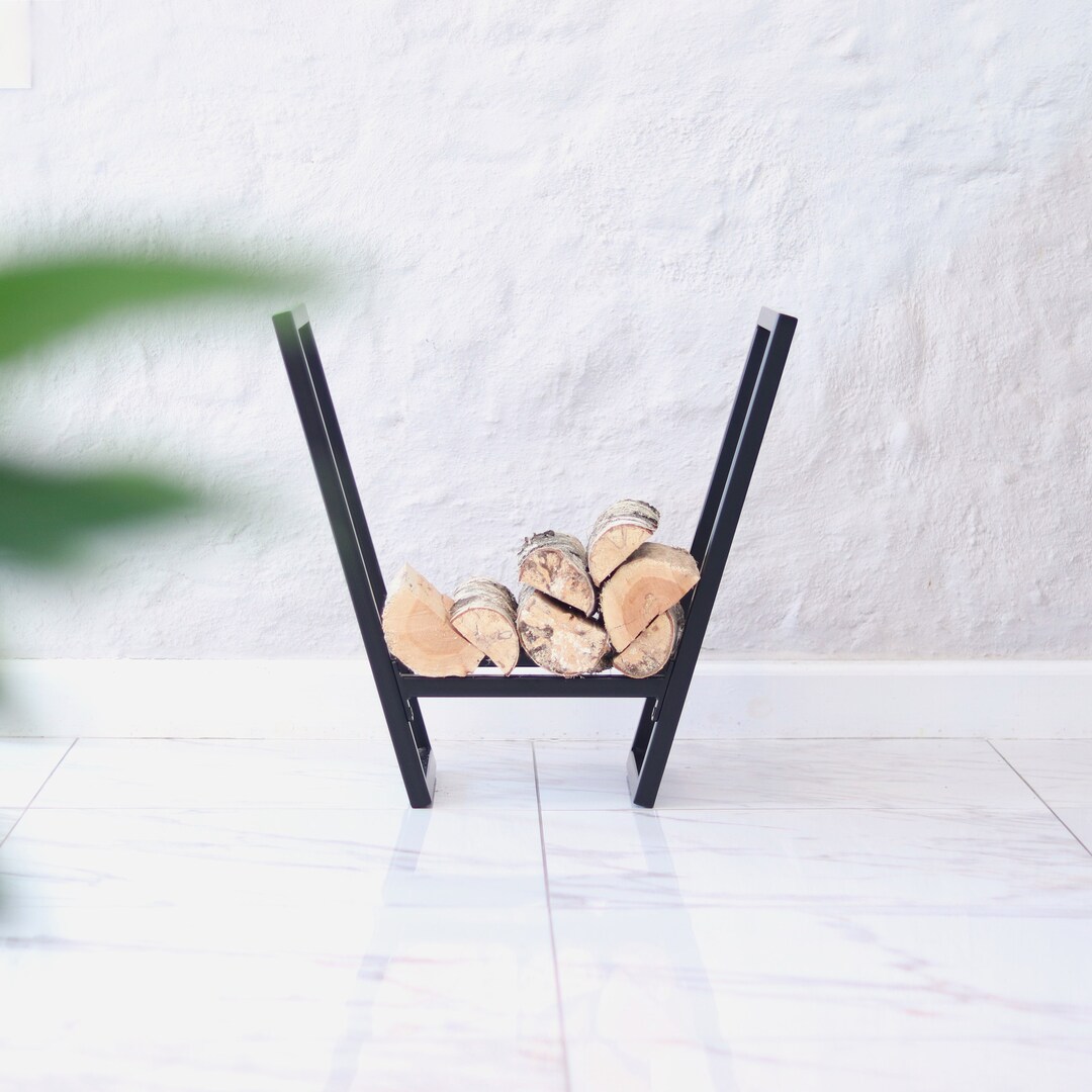 Firewood Rack V Shape Steel Metal Wood Rack Handmade Wood Stand for ...