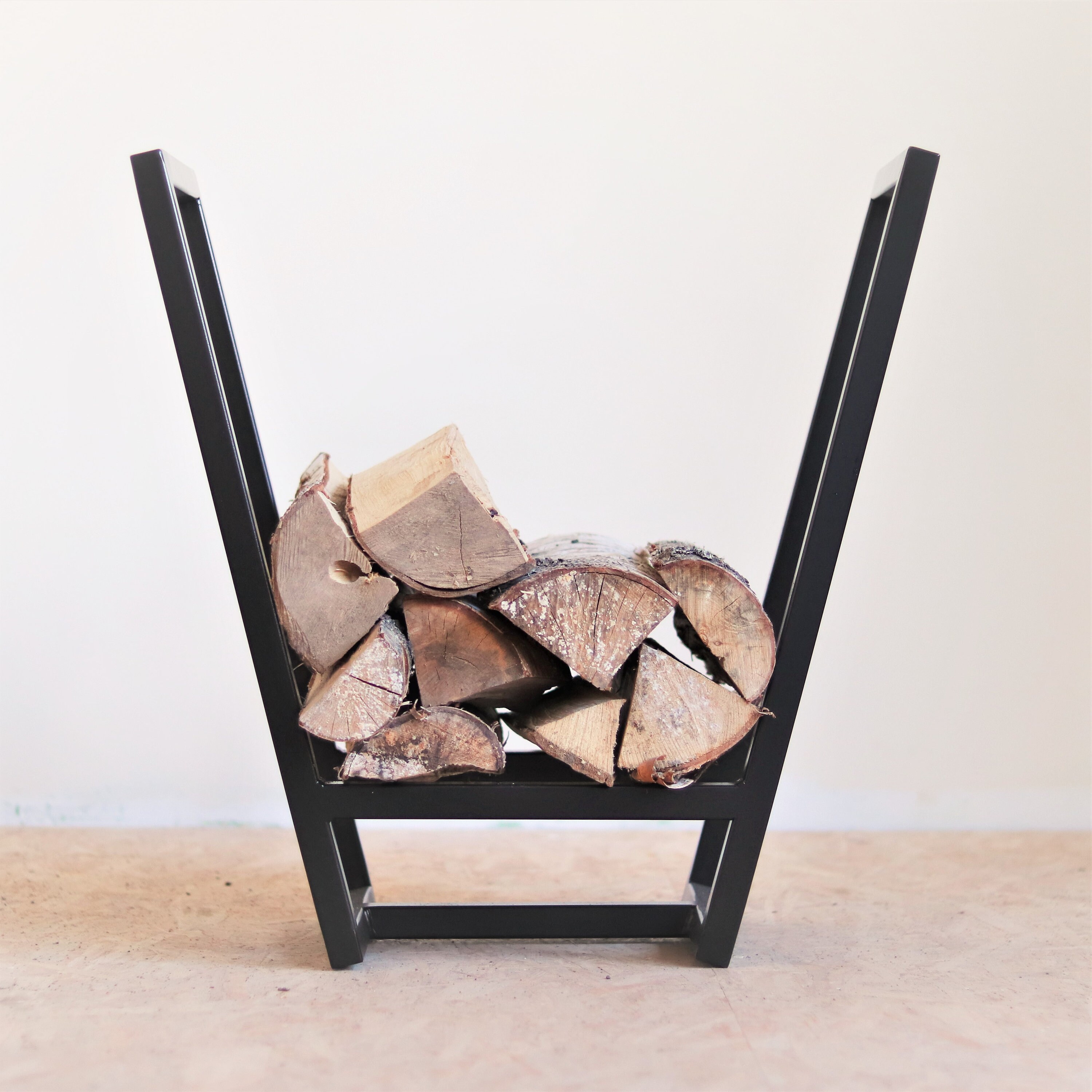 Firewood Rack V Shape Steel Metal Wood Rack Handmade Wood - Etsy