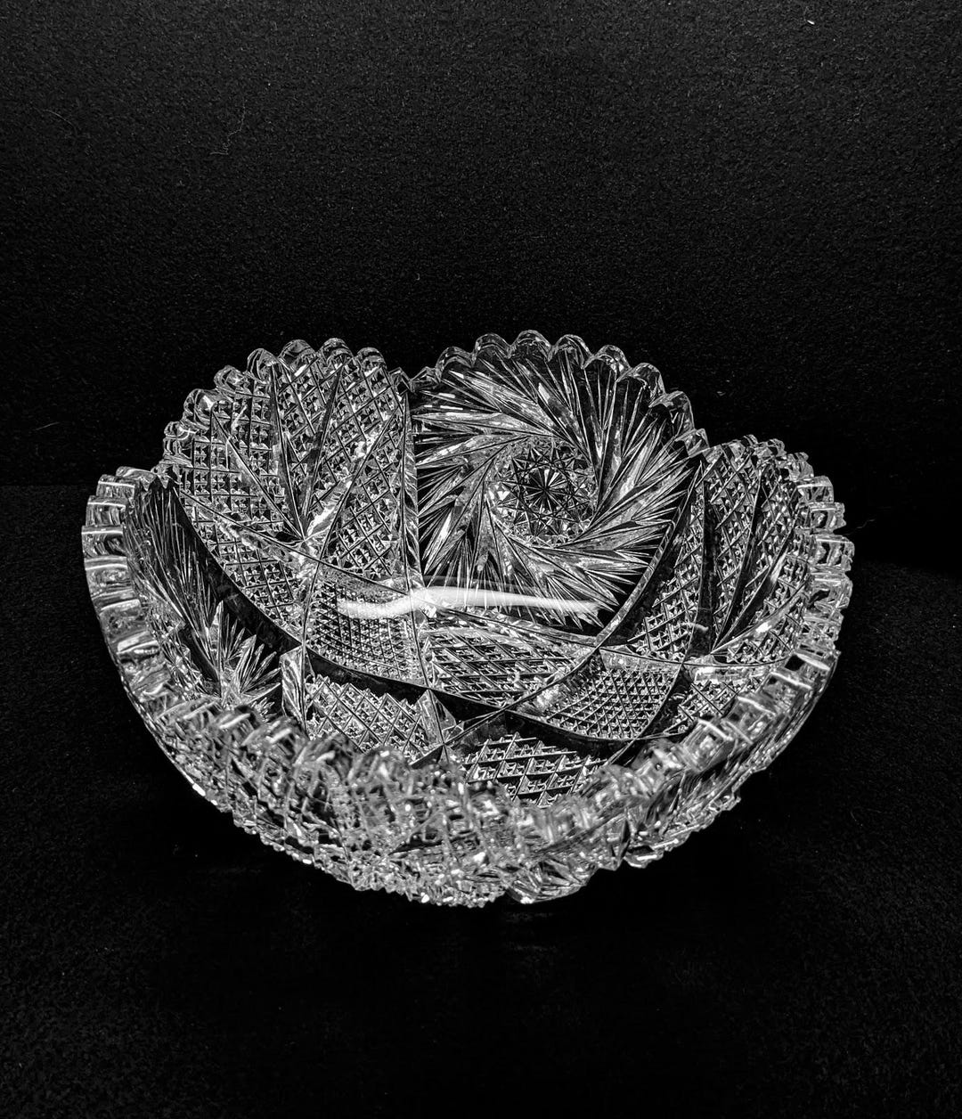 Vintage Brilliant Cut Pinwheel Pattern and Sawtooth Edge Glass Bowl - Etsy