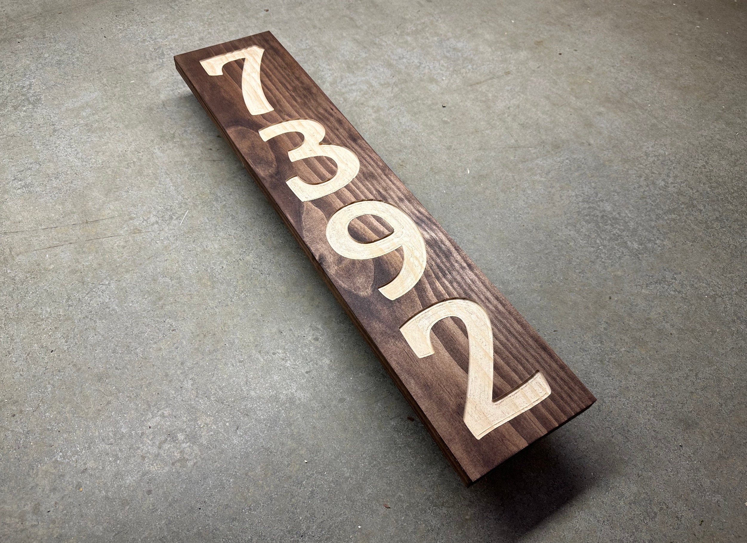 Custom House Number Driveway Wood Sign Vertical 4 Digit - Etsy