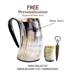 Viking Drinking Horn Mug Set: Real Ox Horn, Groomsmen Gift - Etsy