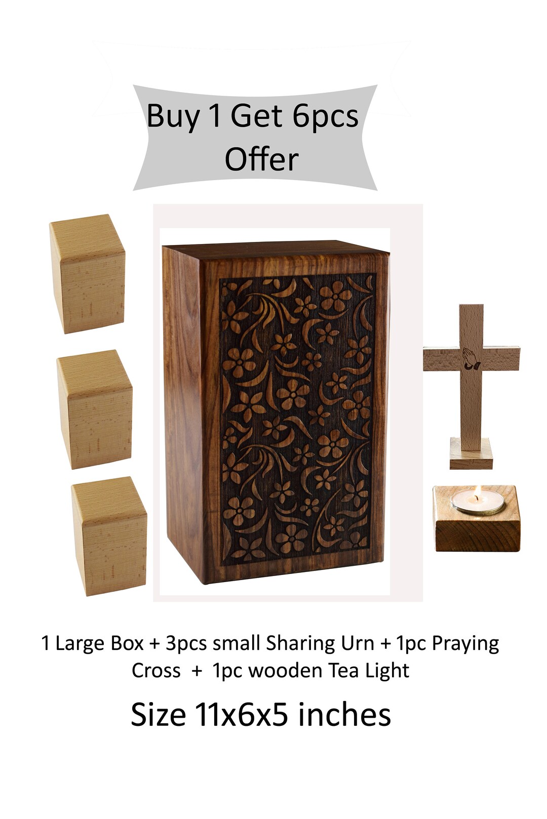 Urn Box for Human Ashes - Tree of Life Rosewood Wooden Box Cremation ...
