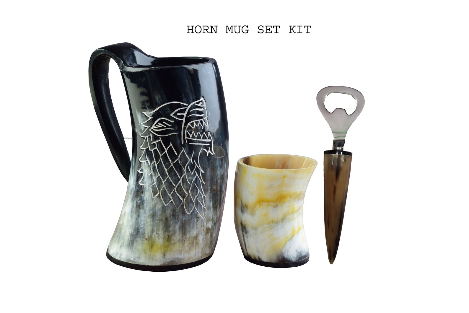 Viking Drinking Horn Mug Set Real Ox Horn for Hot or Cold - Etsy