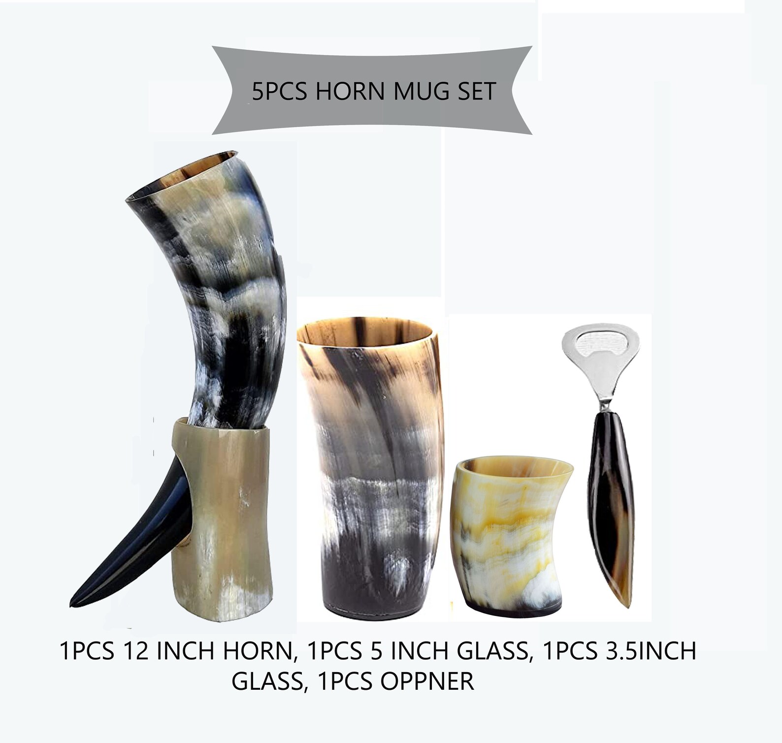 Viking Drinking Horn Mug Set Real Ox Horn for Hot or Cold - Etsy