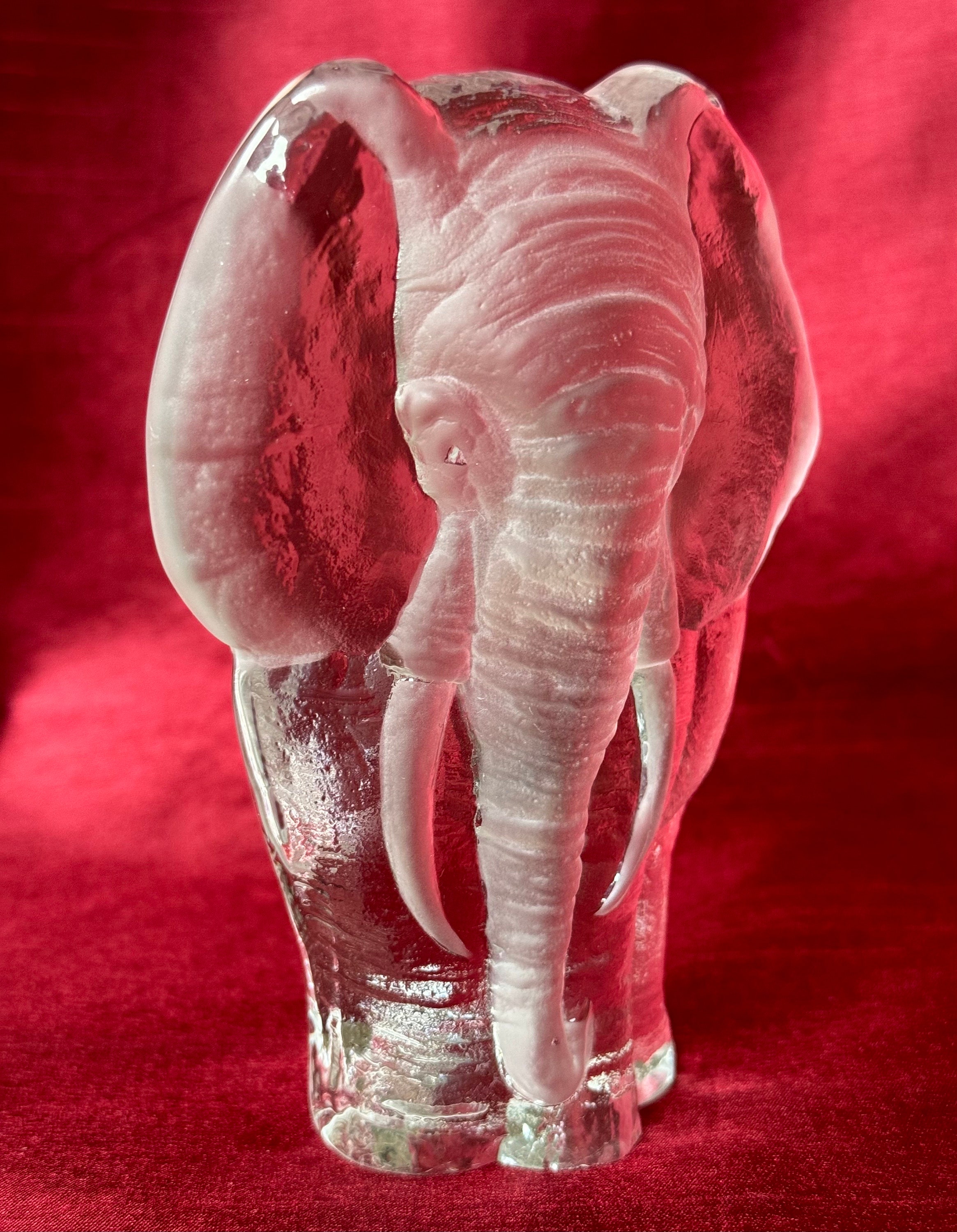 Vintage Art Glass Elephant Figurine Paperweight Ornament Crystal ...