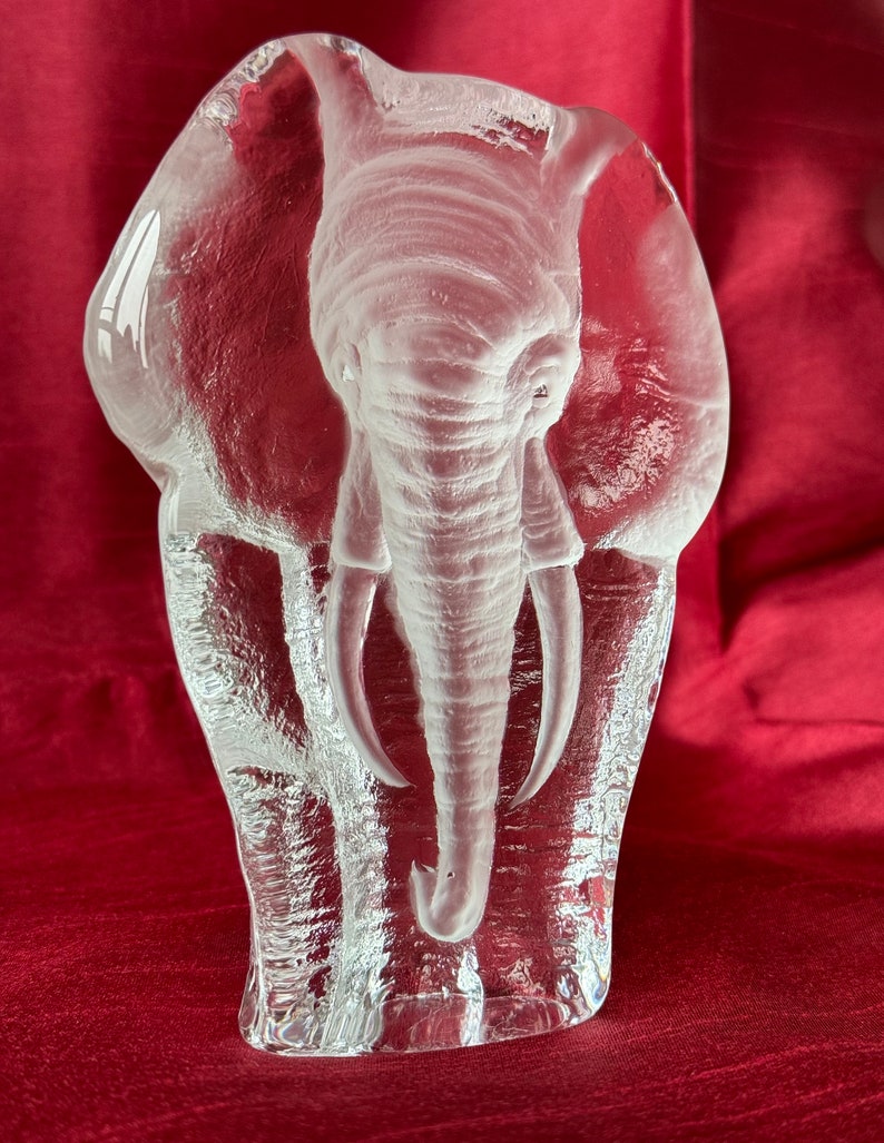 Vintage Art Glass Elephant Figurine Paperweight Ornament Crystal ...