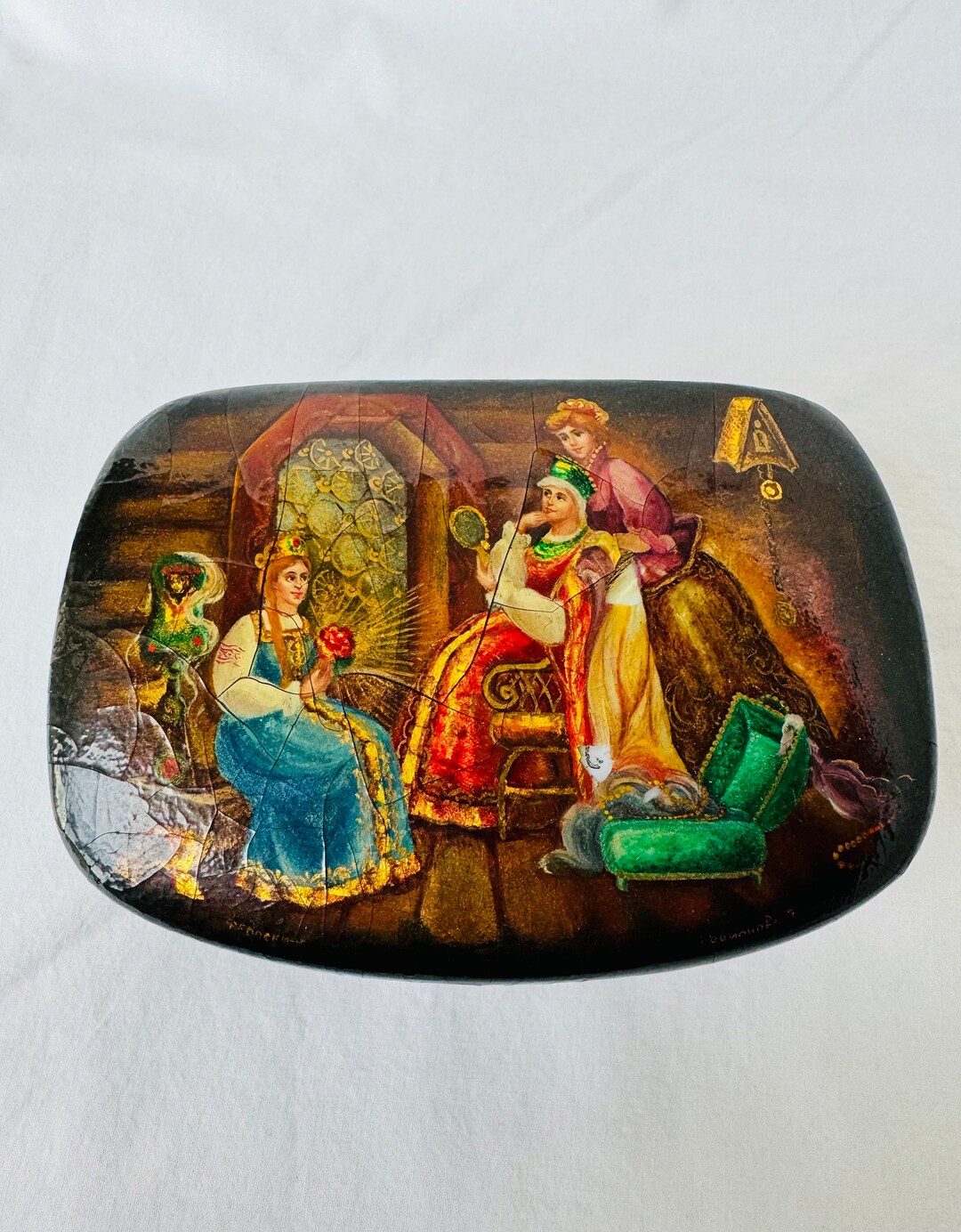 Russian Authentic Fedoskino Lacquer Box Hand Painted by Rodionova ...