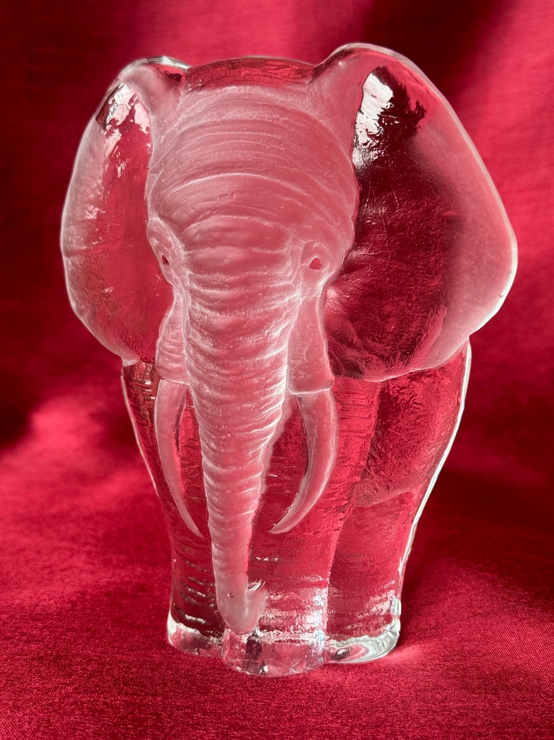 Vintage Art Glass Elephant Figurine Paperweight Ornament Crystal ...