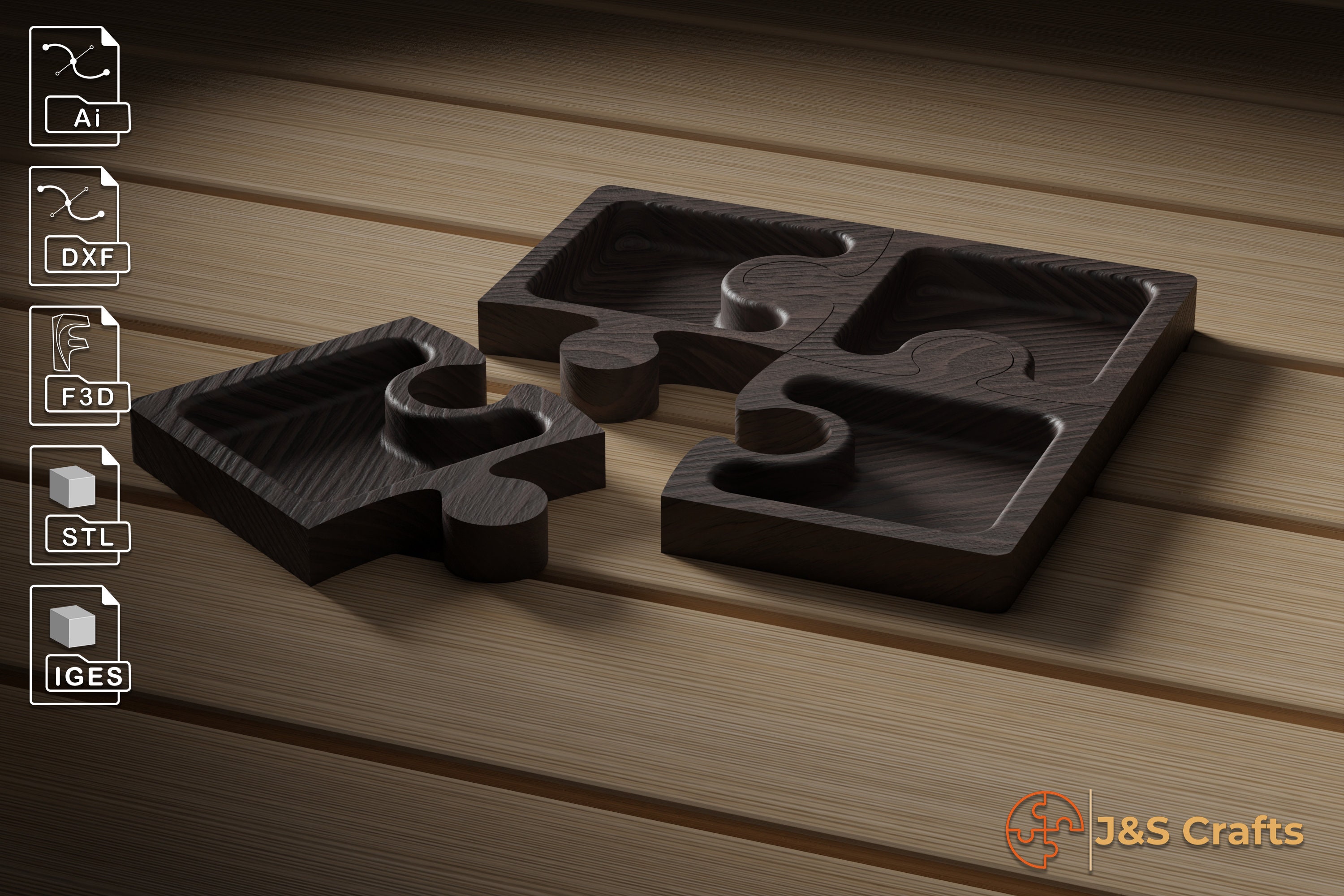 Wood Puzzle Tray V2 / CNC Cut File / 3D STL / DXF / Vector - Etsy