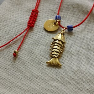 925 Sterling Silver Fish Necklace, Gold Initial Necklace, Red String ...