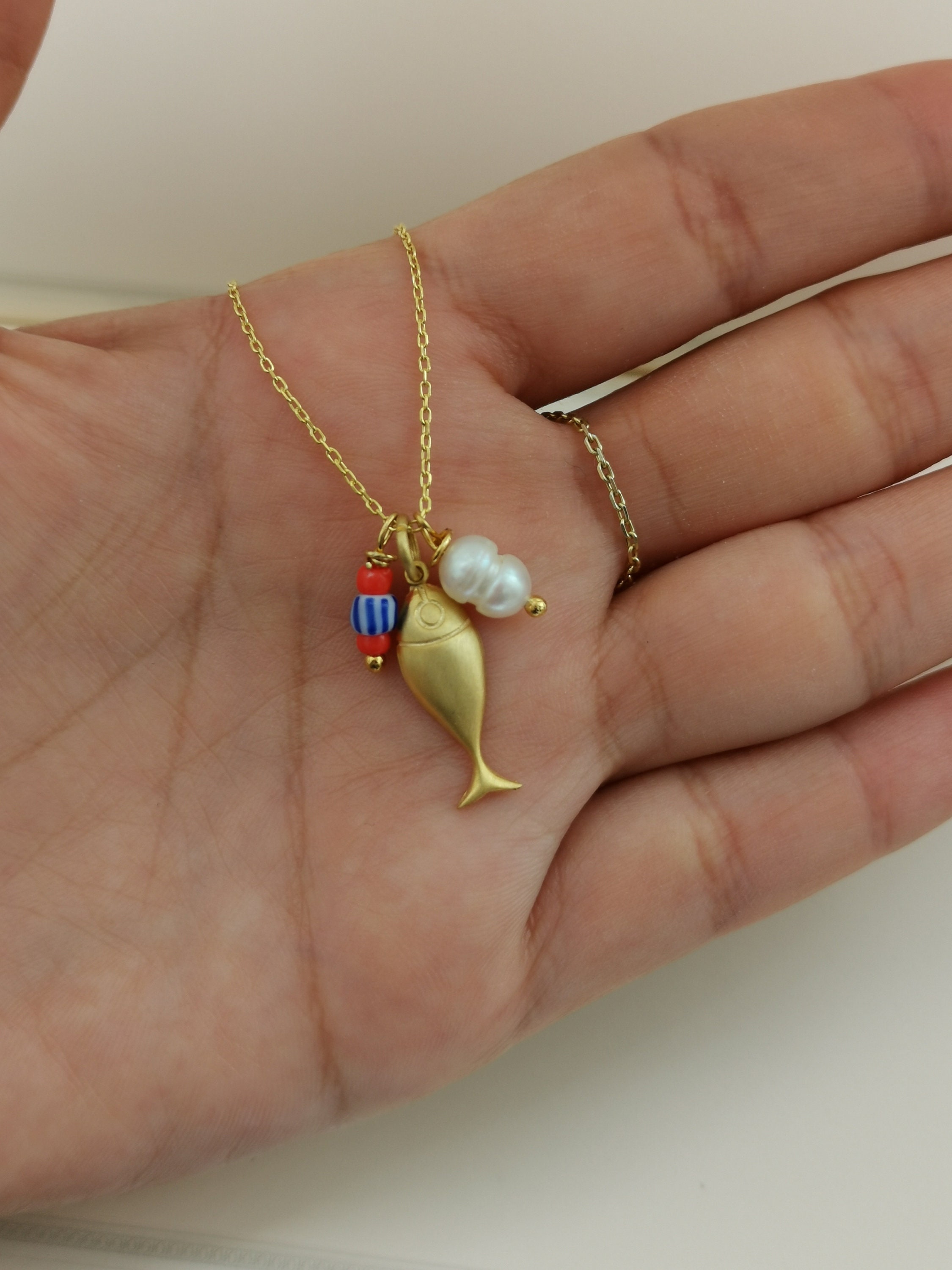 925 Sterling Silver Tiny Fish Necklace, Pisces Pendant, Summer Necklace ...