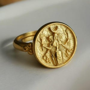 925 Sterling Silver Hecate Ring – Triple Goddess Coin Ring, Greek ...
