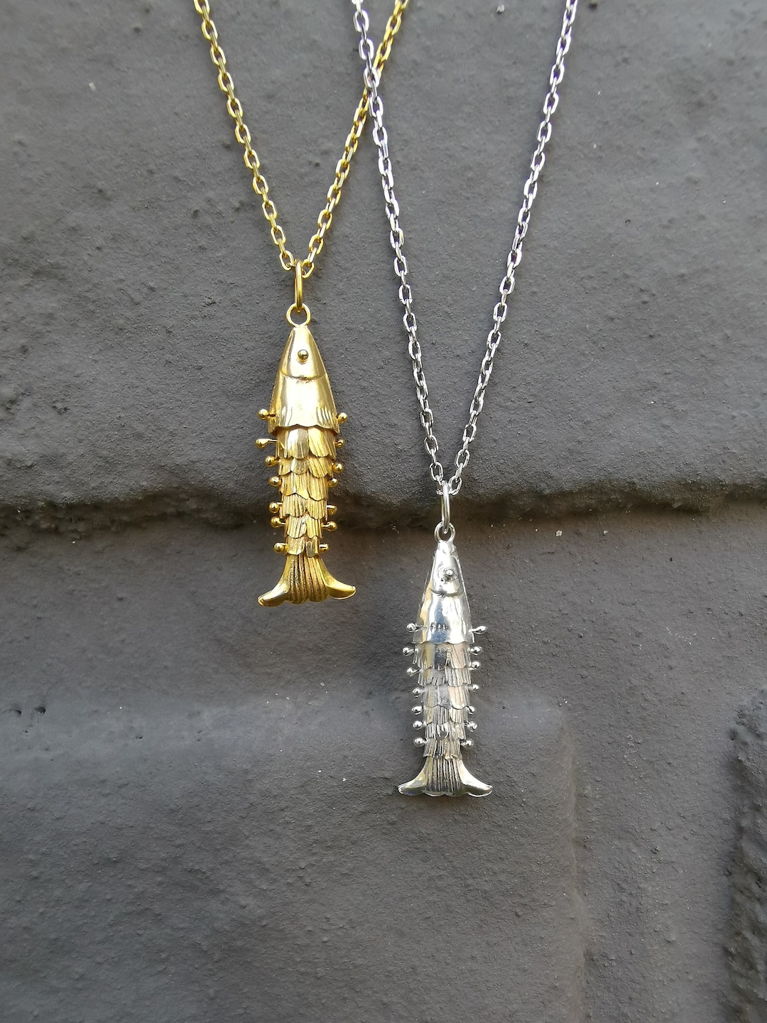 925 Sterling Silver Movable Fish Necklace, Silver Fish Pendant, Sea ...