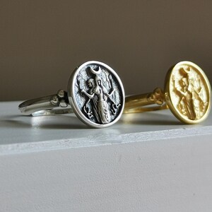 925 Sterling Silver Hecate Ring – Triple Goddess Coin Ring, Greek ...