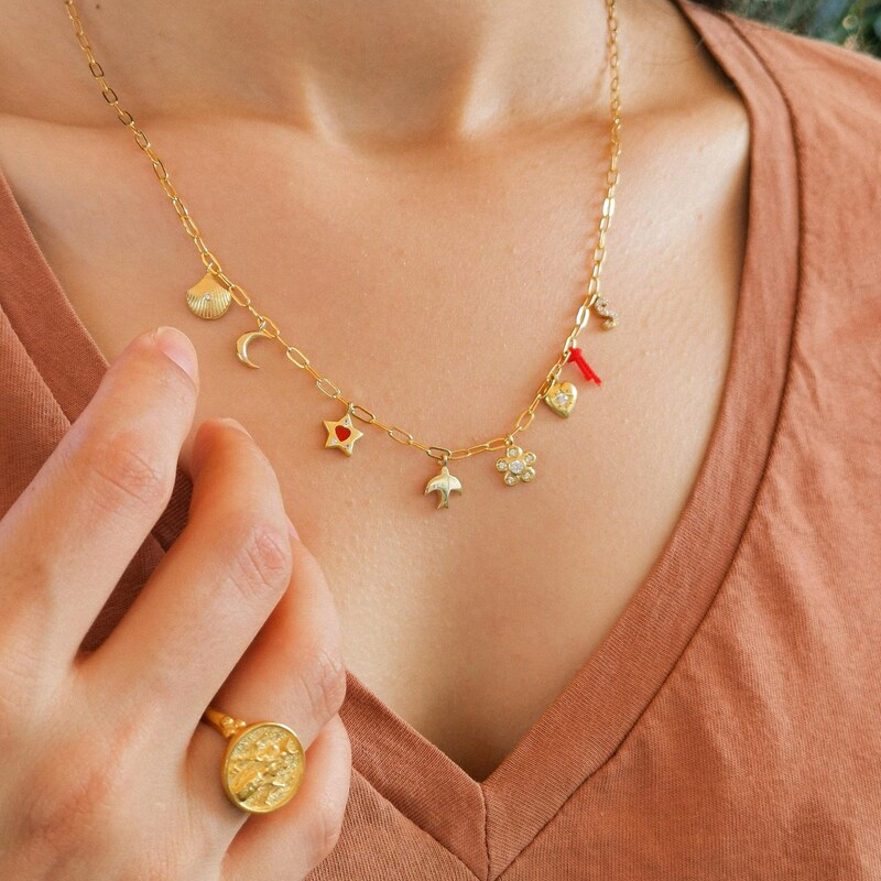 Small Charm Necklace - Etsy