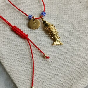 925 Sterling Silver Fish Necklace, Gold Initial Necklace, Red String ...